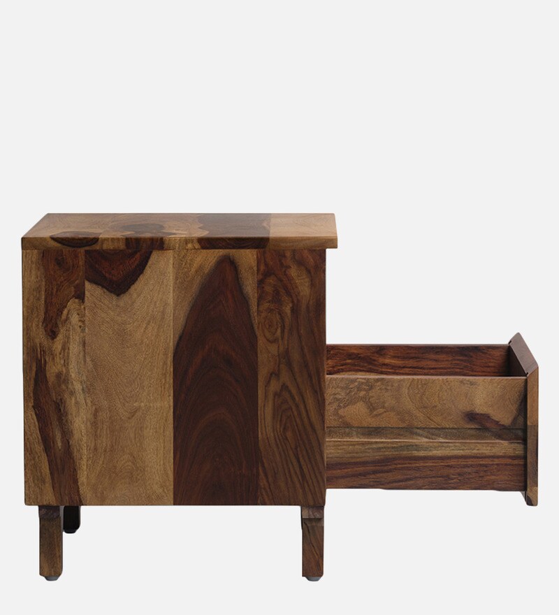 Buy Ally Sheesham Wood Bedside Table in Provincial Teak Finish with ...