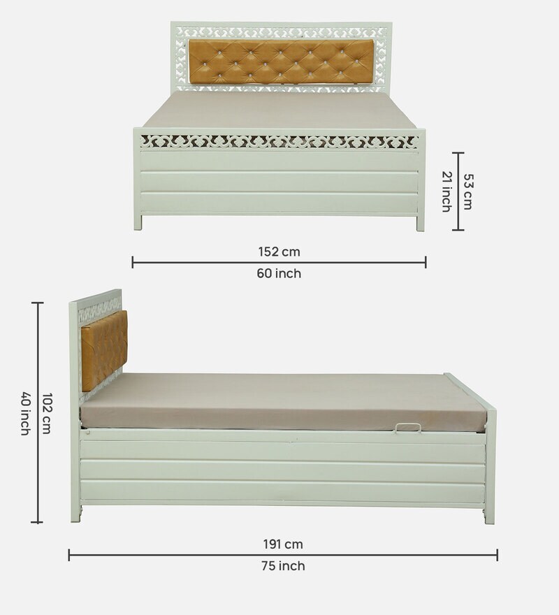 Buy Noah Metallic Queen Size Bed With Hydraulic Storage in Black Colour ...