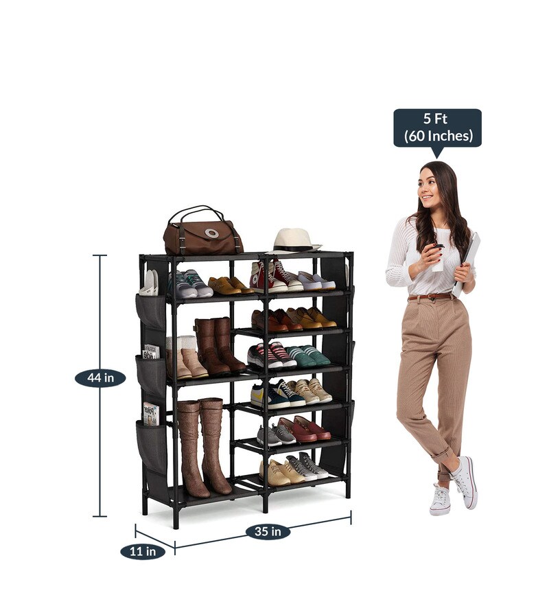 Buy Metal Open Shoe Rack in Black Finish by Aysis Online - Open Shoe ...
