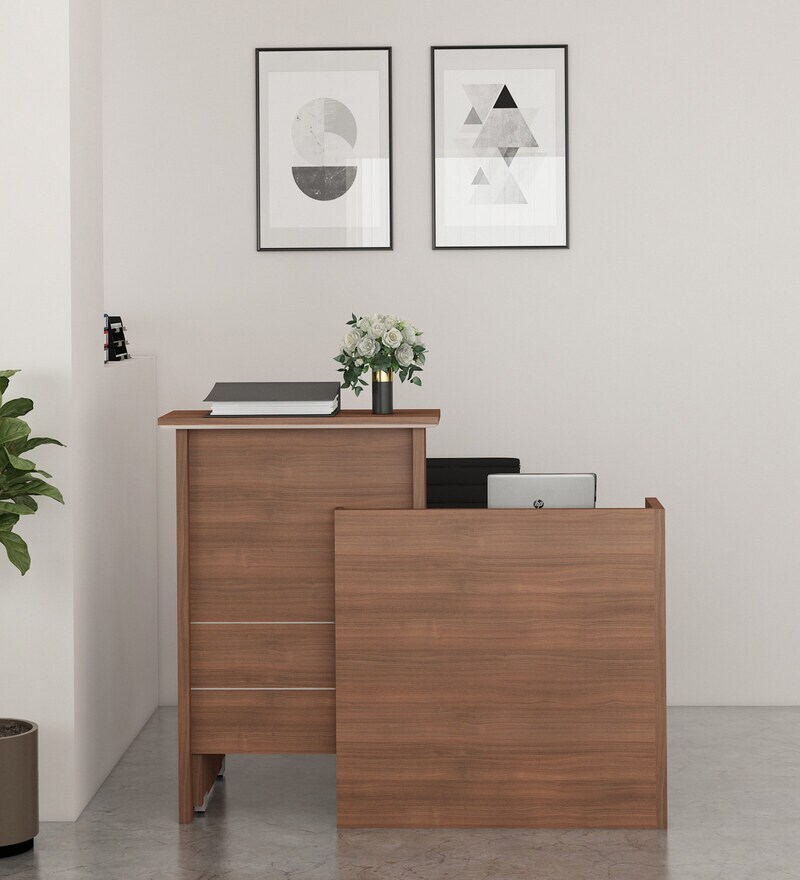 Buy Nova Executive Desk in Textured Walnut Finish by Spacewood Online ...