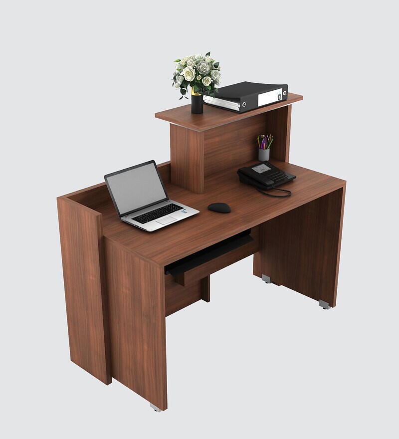 Buy Nova Executive Desk in Textured Walnut Finish by Spacewood Online ...