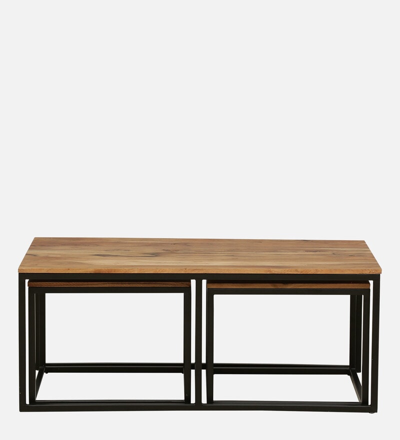 Buy Walond Solid Wood Nesting Coffee Table Set in Natural Finish With ...