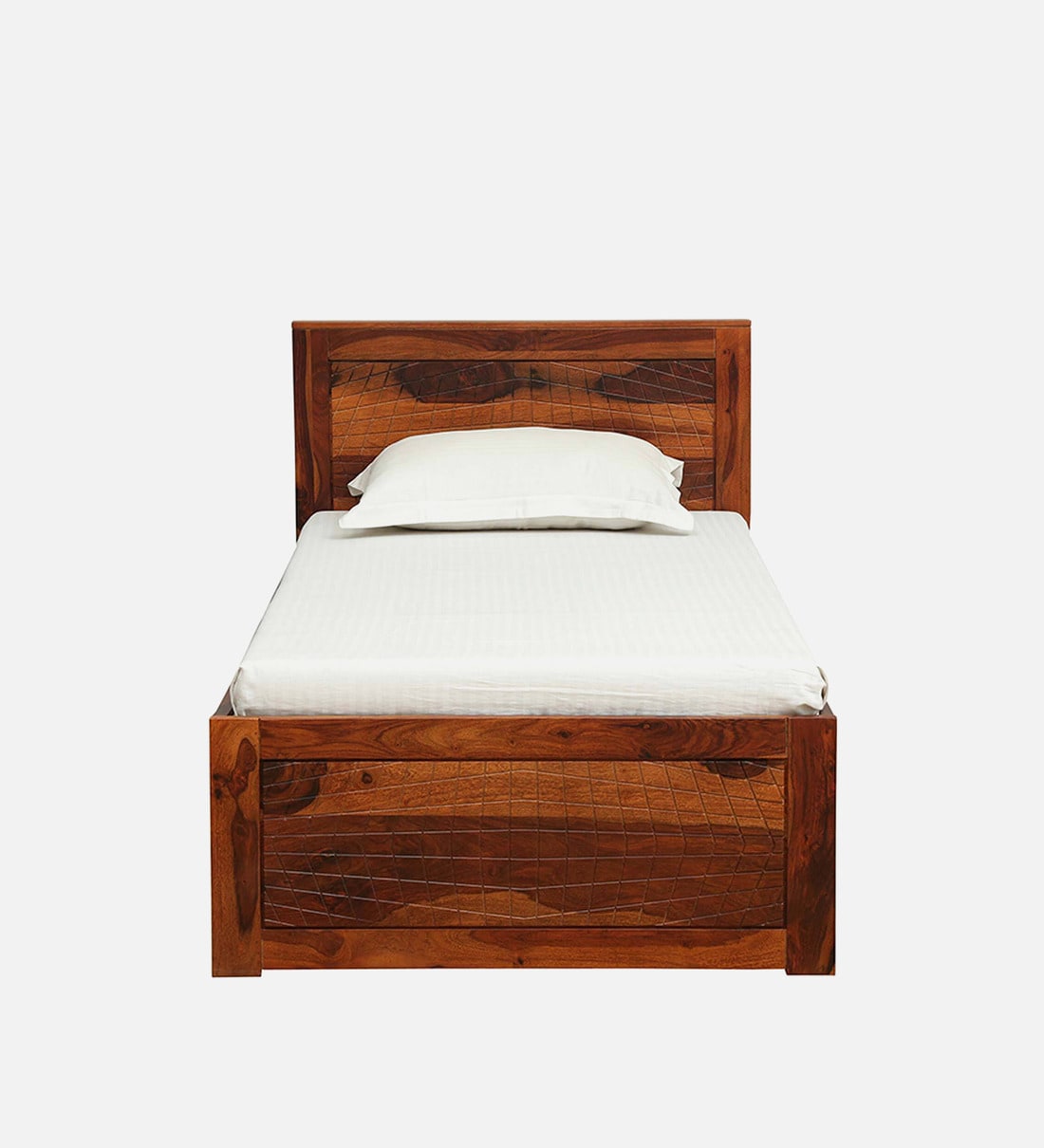 Buy Nuevo Sheesham Wood Single Bed In Honey Oak Finish With Drawer ...