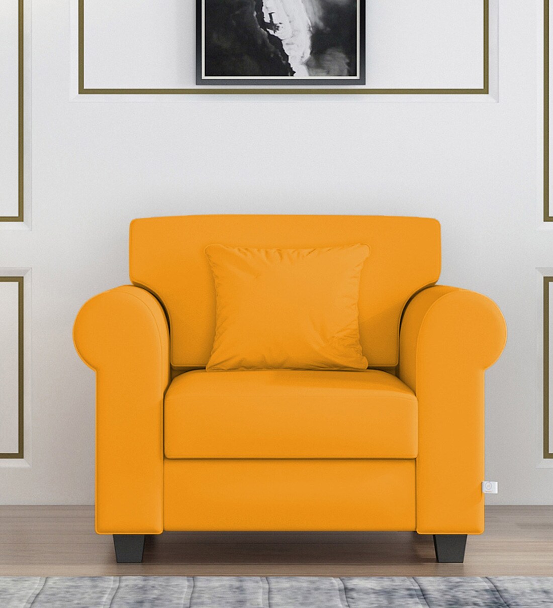 Buy Numonk Velvet 1 Seater Sofa in Saffron Yellow Colour Online ...