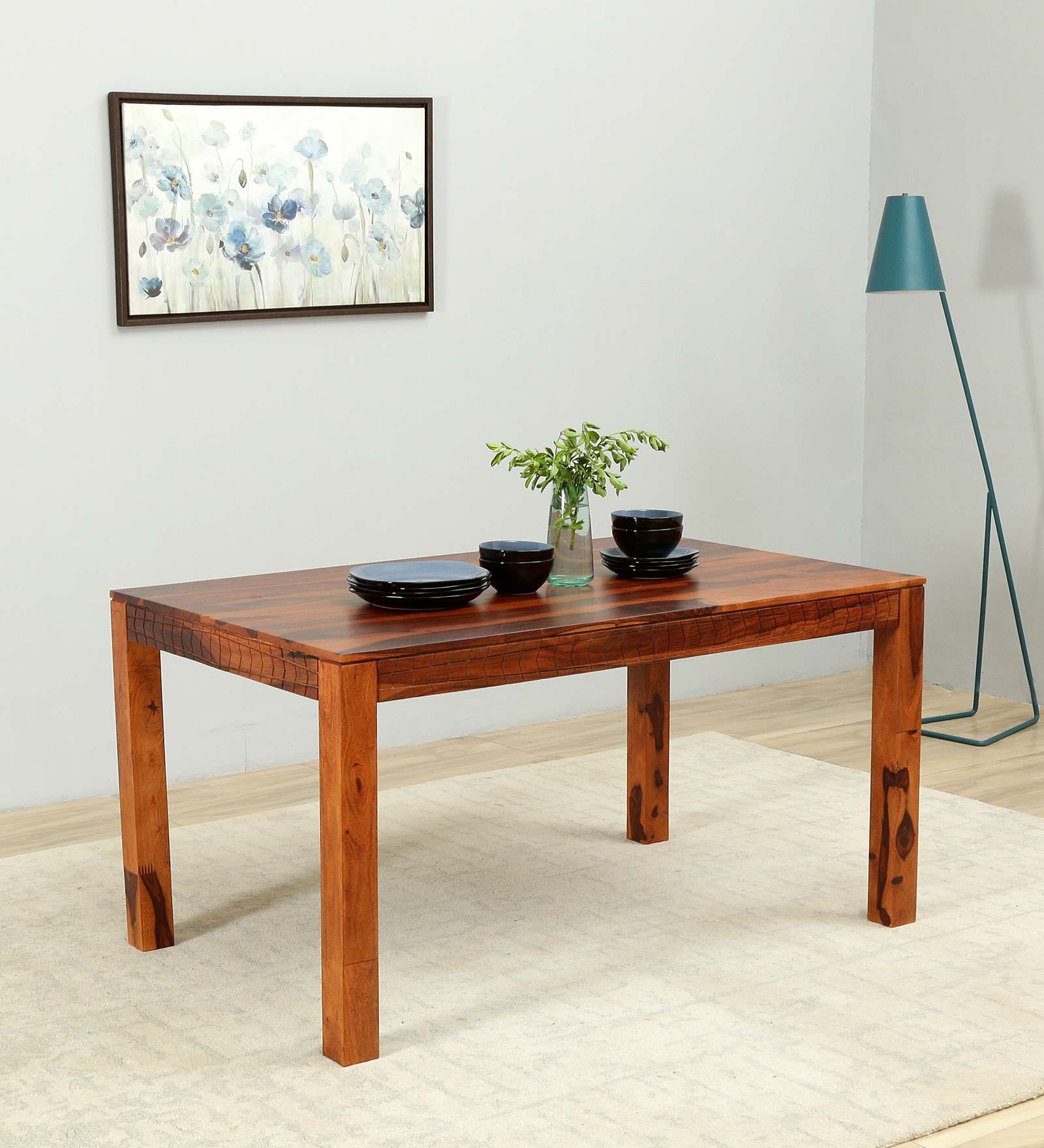 Buy Nuevo Sheesham Wood 6 Seater Dining Table in Scratch Resistant ...