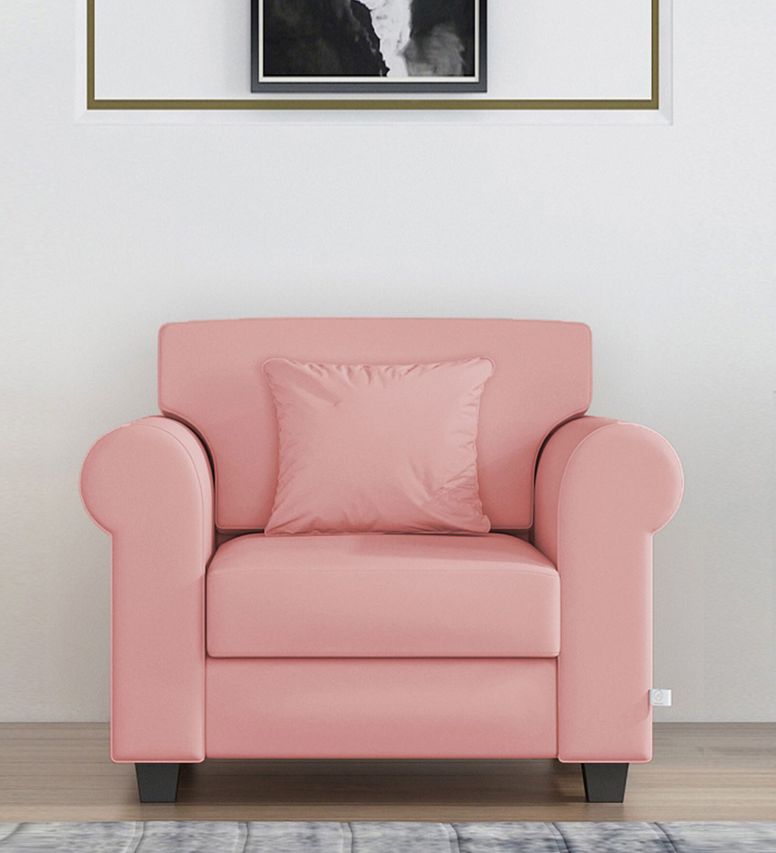 Buy Numonk Velvet 1 Seater Sofa in Millennial Pink Colour at 37% OFF by ...