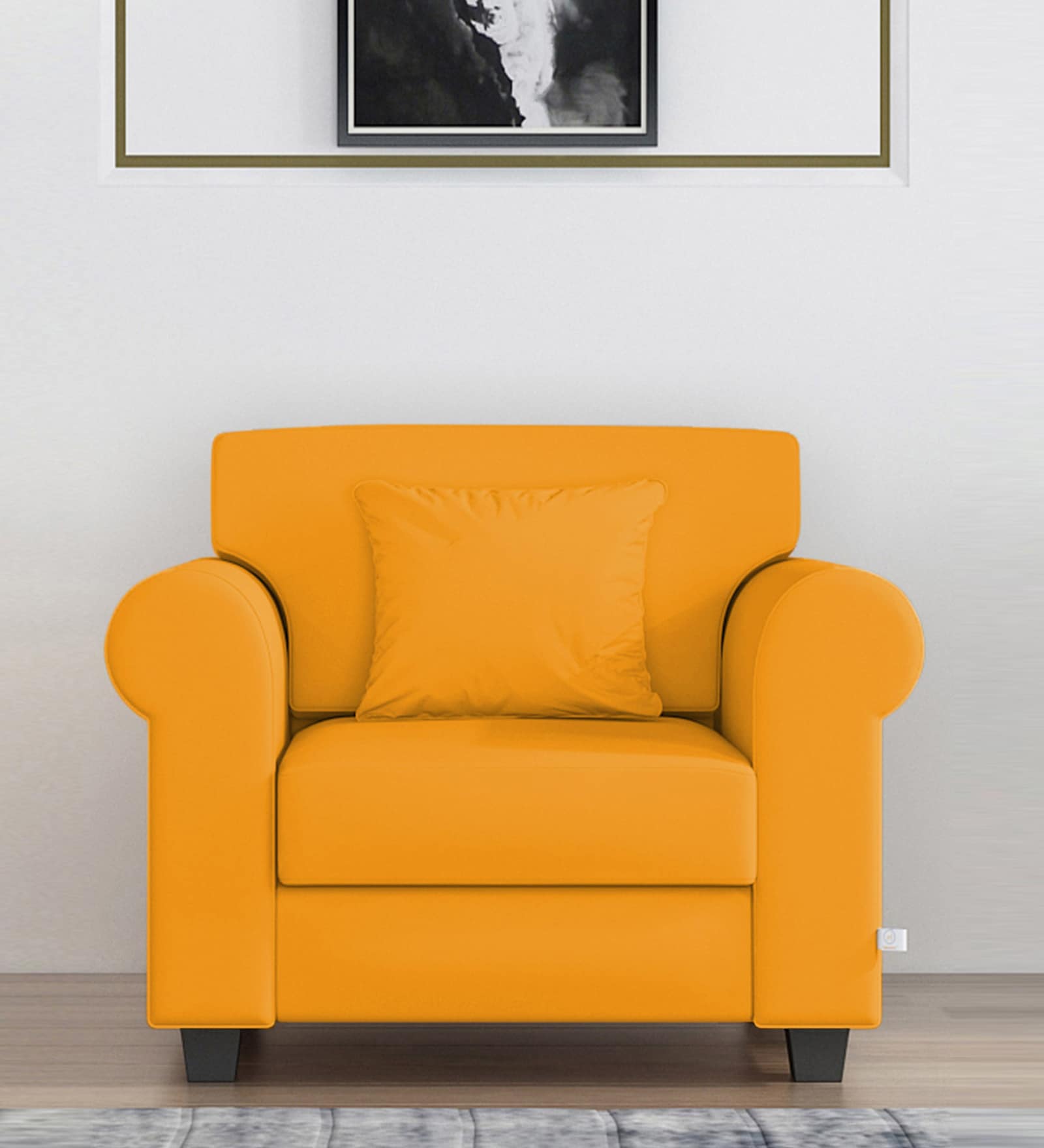 Buy Numonk Velvet 1 Seater Sofa in Saffron Yellow Colour at 67% OFF by ...