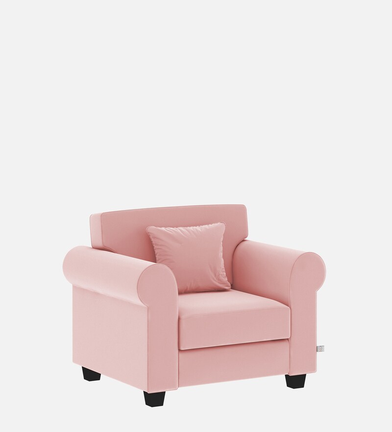 Buy Numonk Velvet 1 Seater Sofa in Millennial Pink Colour by Febonic ...