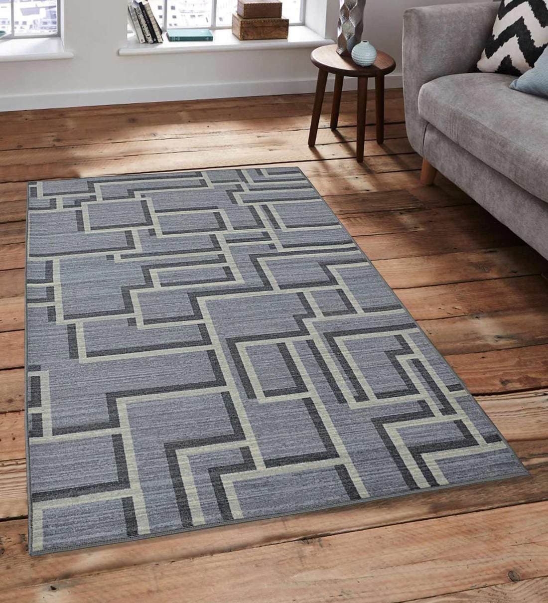 Buy Grey Nylon Abstract 3 x 5 Feet Machine Made Carpet by Rugsmith at ...