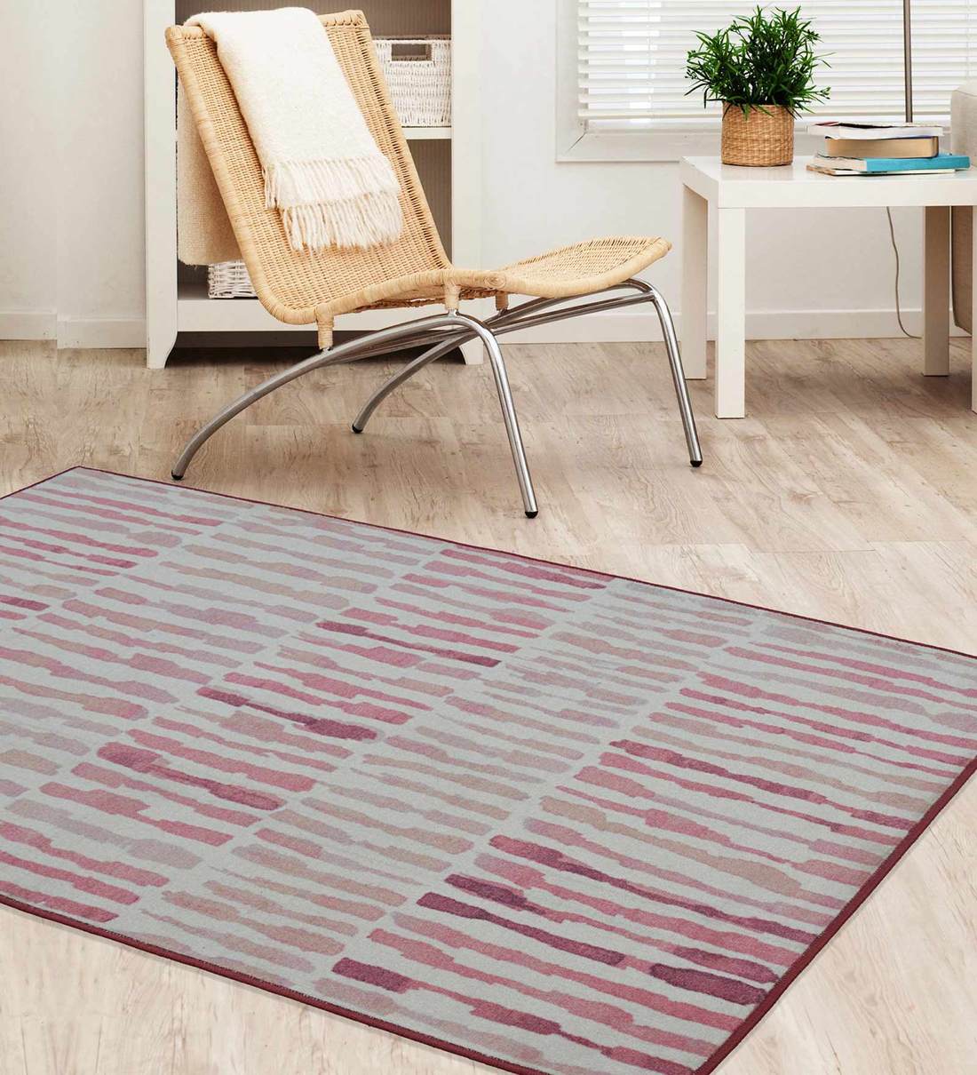 Buy Pink Nylon Abstract 4 X 6 Feet Machine Made Carpet by Rugsmith at ...