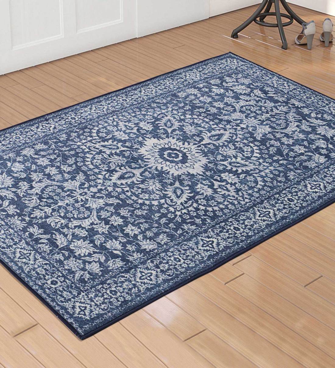 Buy Blue Nylon Vintage 4 x 6 Feet Machine Made Carpet by Rugsmith at 22 ...