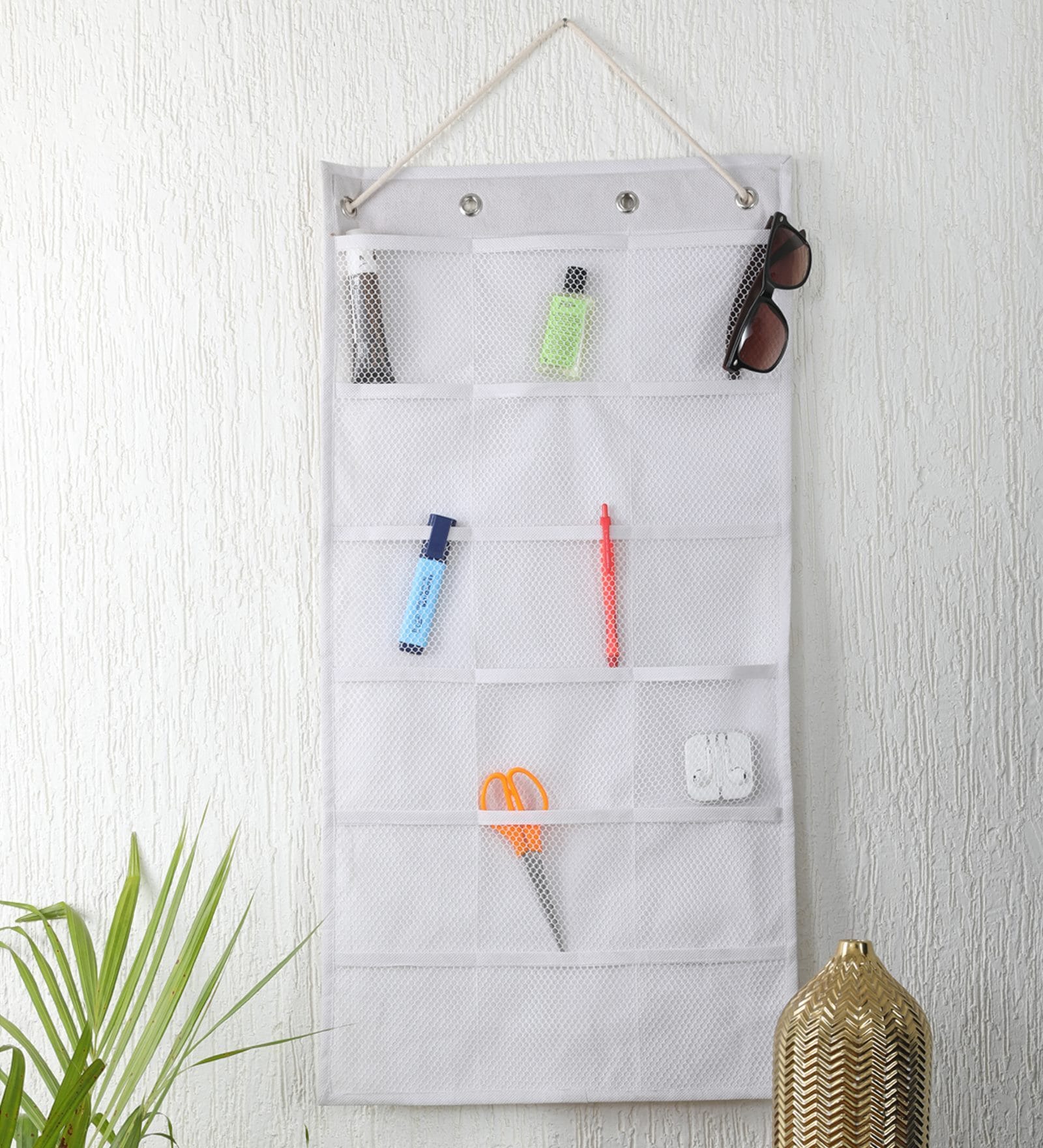 Buy Nylon 36 Pockets White Mesh Pocket Wall Hanging Organiser In at 33% ...