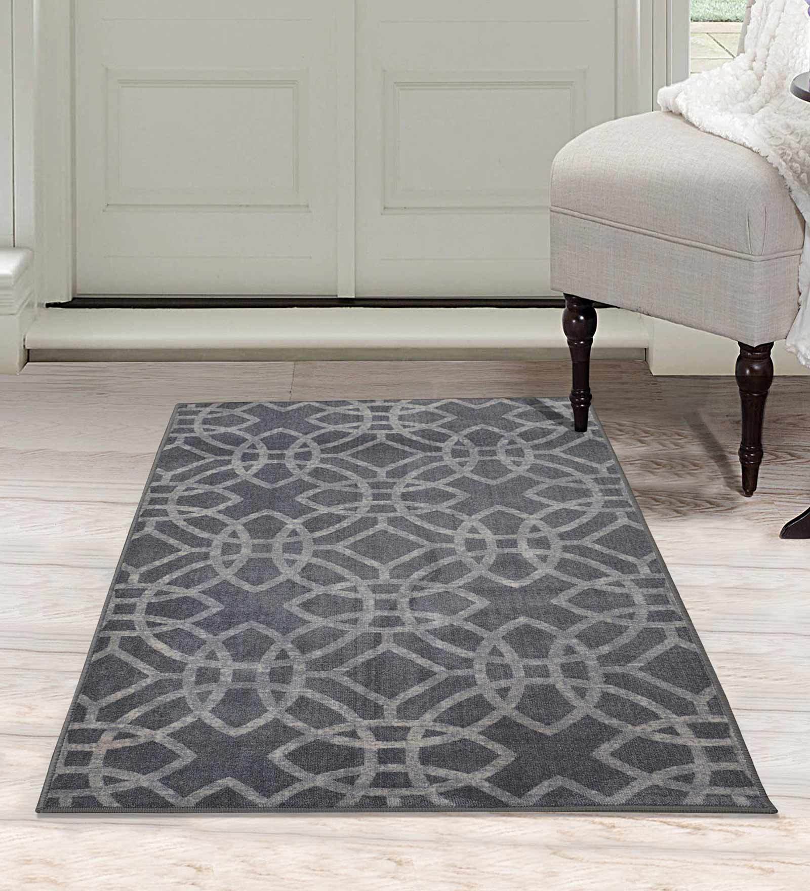 Buy Grey Nylon Geometrical 3 x 5 Feet Machine Made Carpet at 56% OFF by ...