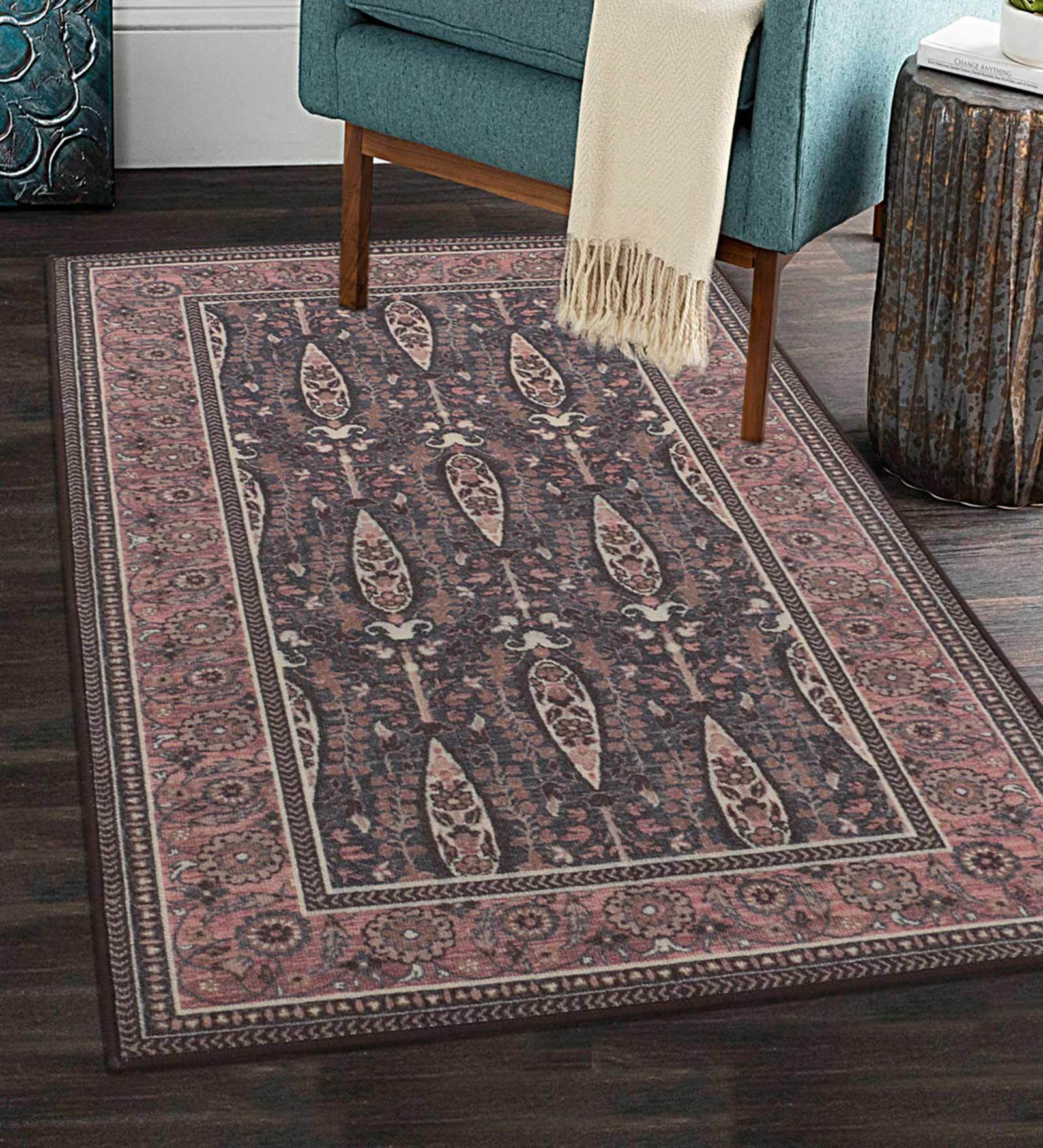 Buy Multicolor Nylon Traditional 3 x 5 Feet Machine Made Carpet by ...