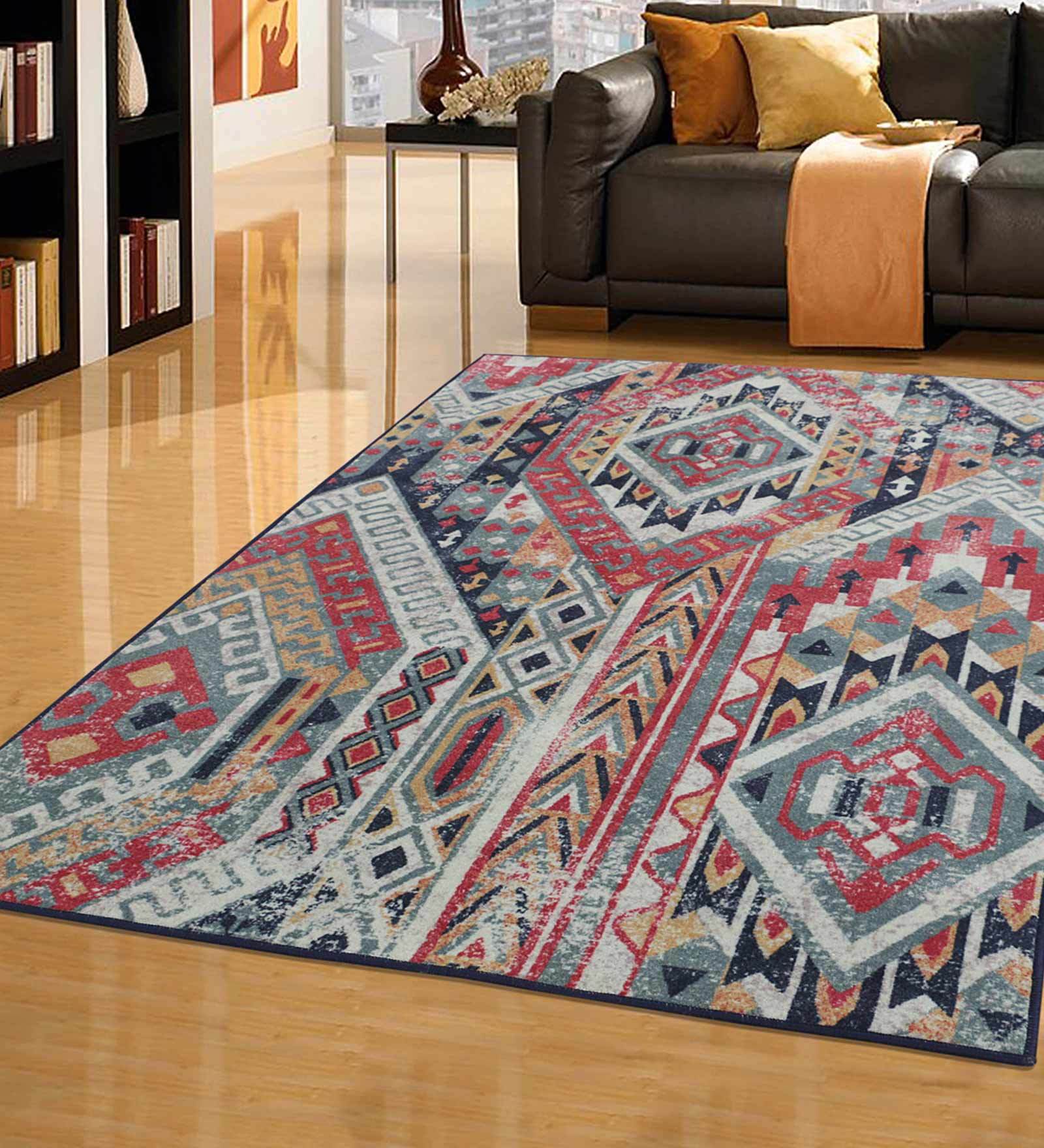 Buy Red Nylon Abstract 4 x 6 Feet Machine Made Carpet at 58% OFF by ...