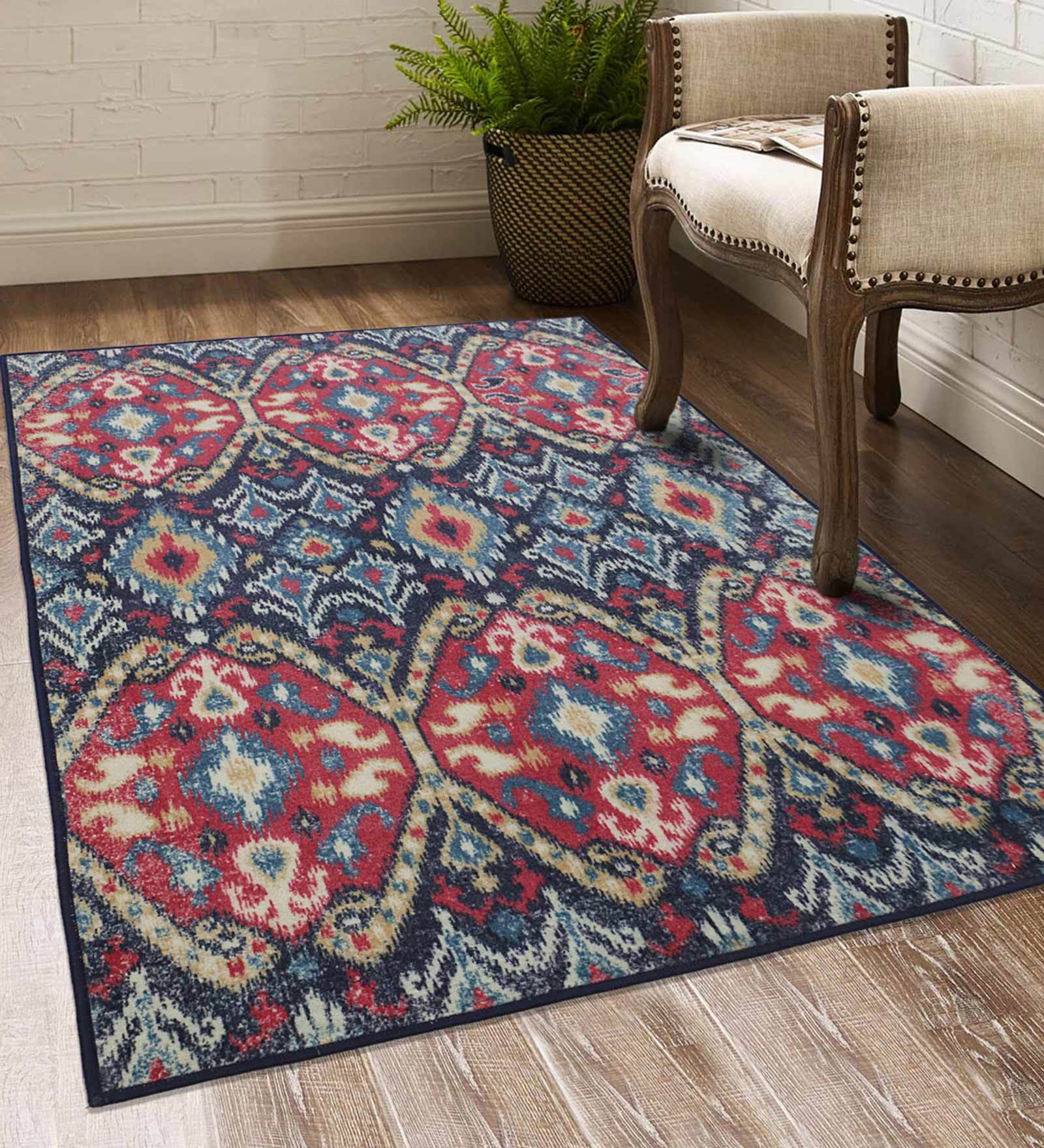 Buy Red Nylon Abstract 4 x 6 Feet Machine Made Carpet by Rugsmith at 55 ...