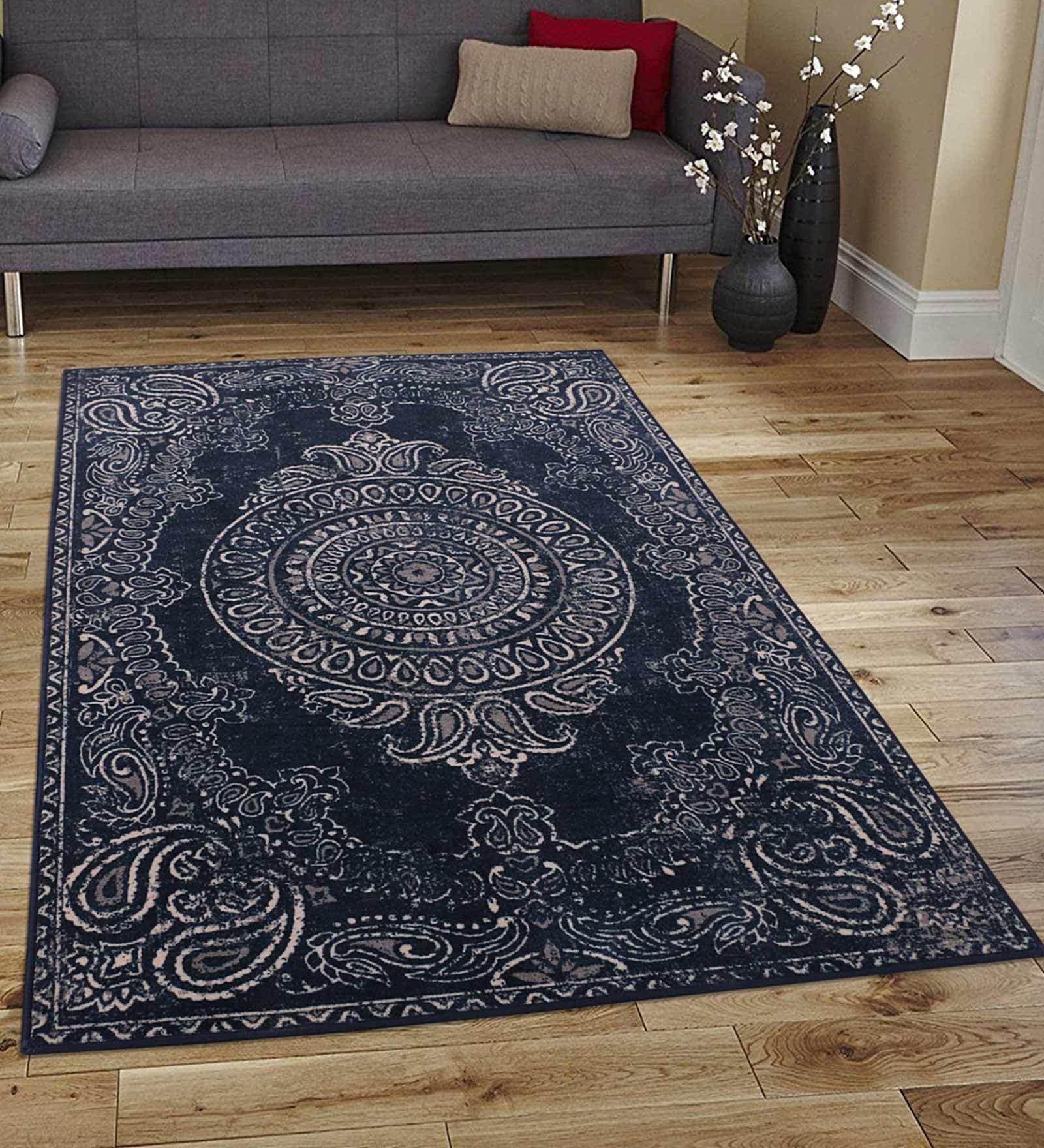 Buy Blue Nylon Vintage 4 x 6 Feet Machine Made Carpet at 55% OFF by ...