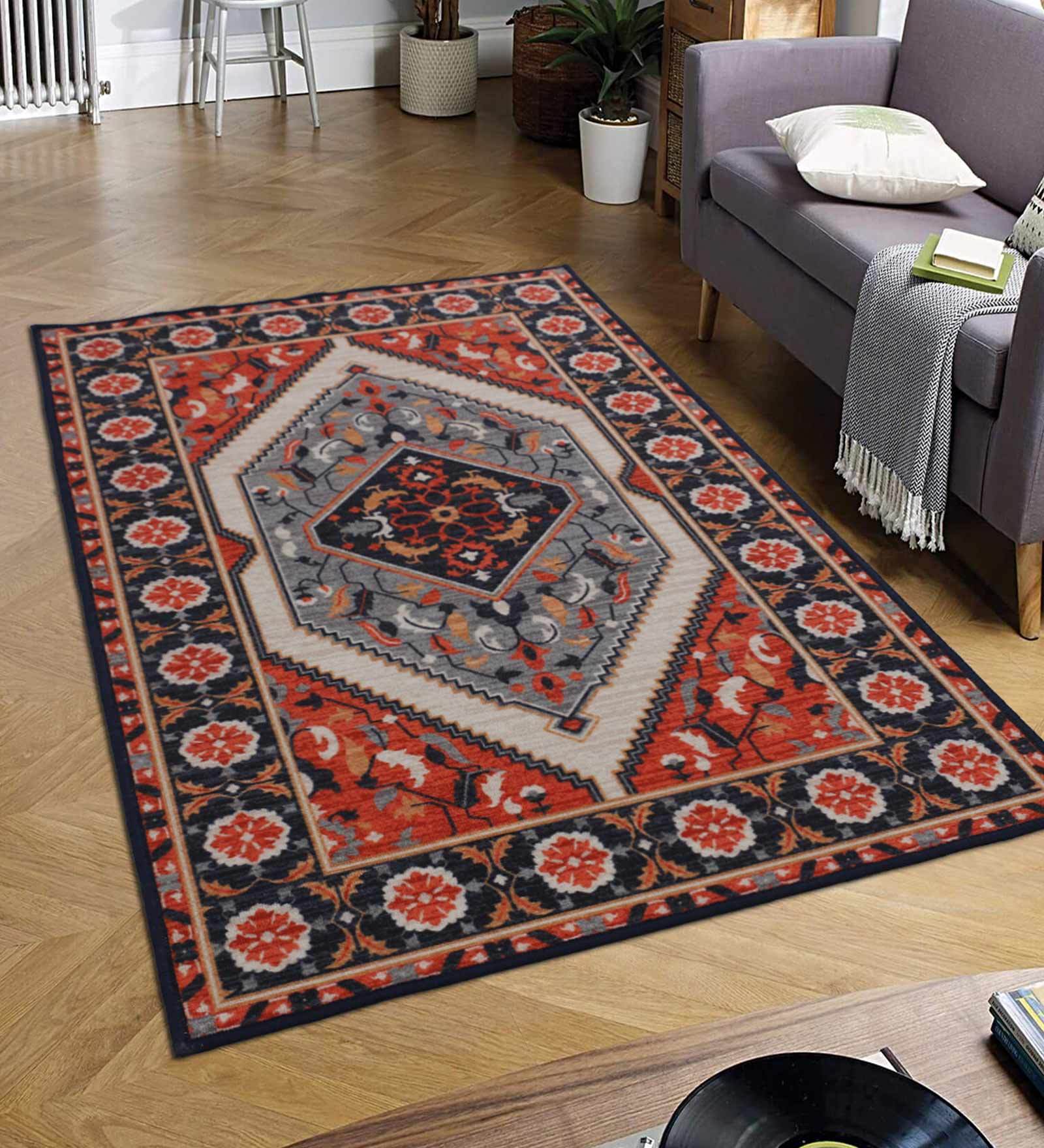 Buy Red Nylon Vintage 4 x 6 Feet Machine Made Carpet by Rugsmith at 55% ...