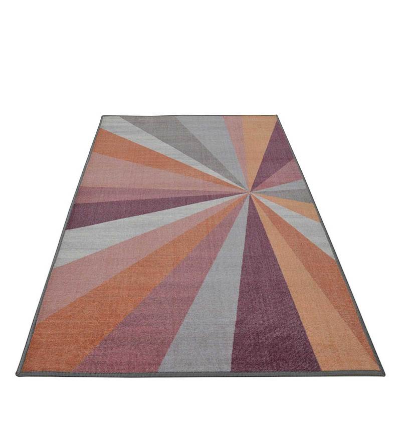 Buy Multicolor Nylon Abstract 4 x 6 Feet Machine Made Carpet by ...