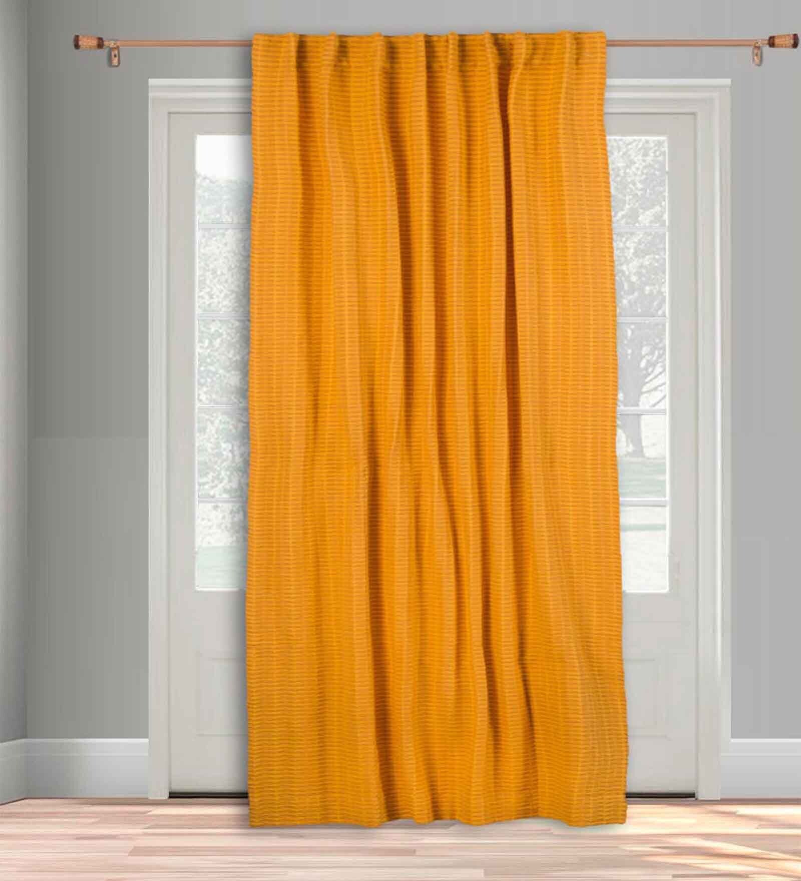 Buy Ochre Cotton Solid 7ft Blackout Rod Pocket Door Curtain (1 Pc) at ...