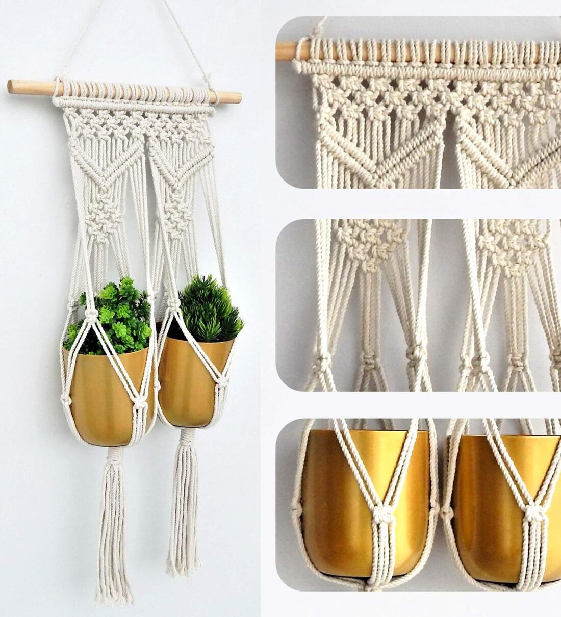 Buy Off White Macrame Designer Hanging Planter by Ecofynd at 59% OFF by ...