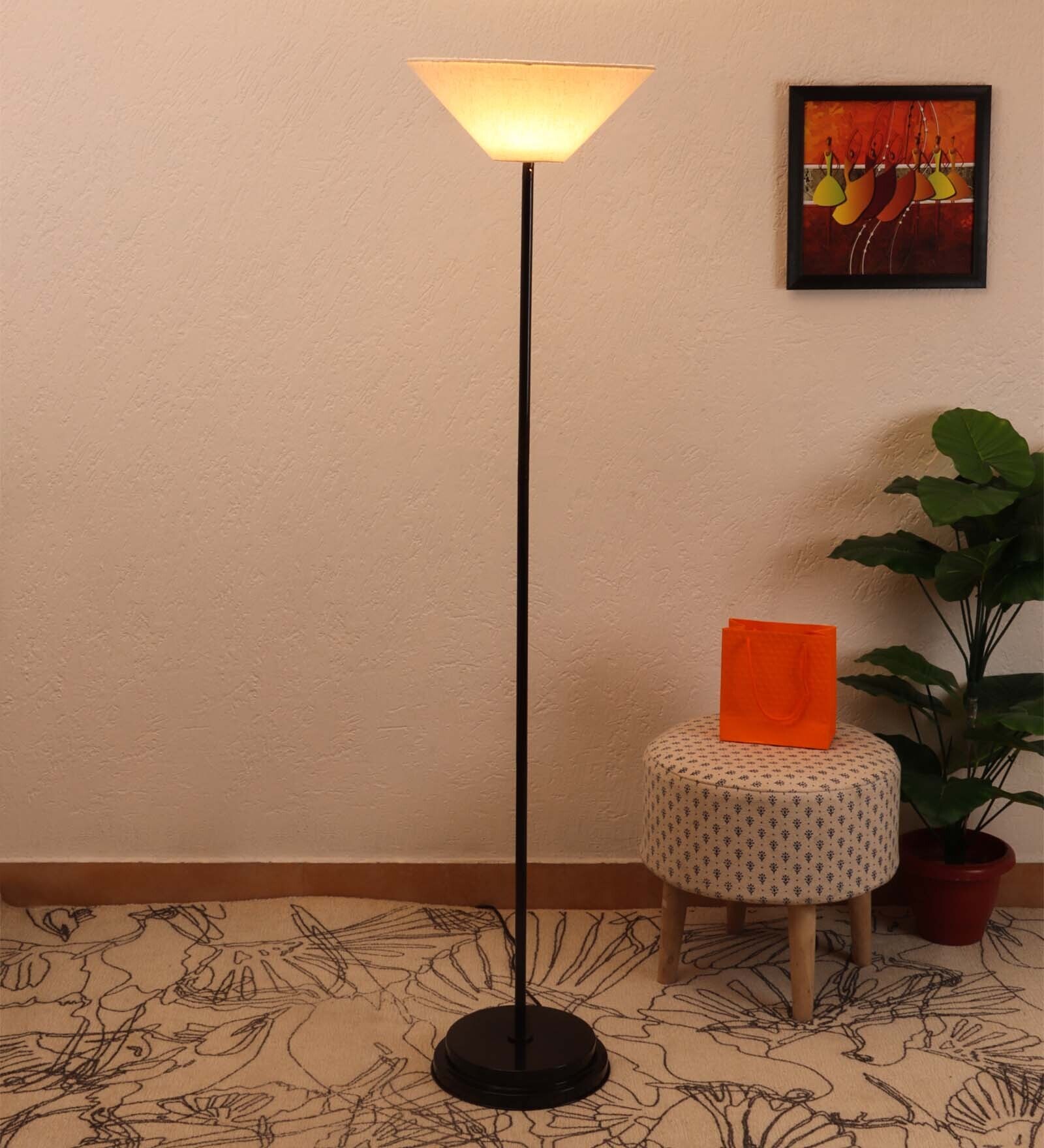 Buy Taranto Off White & Beige Cotton and Polyvinyl Shade Torchiere ...