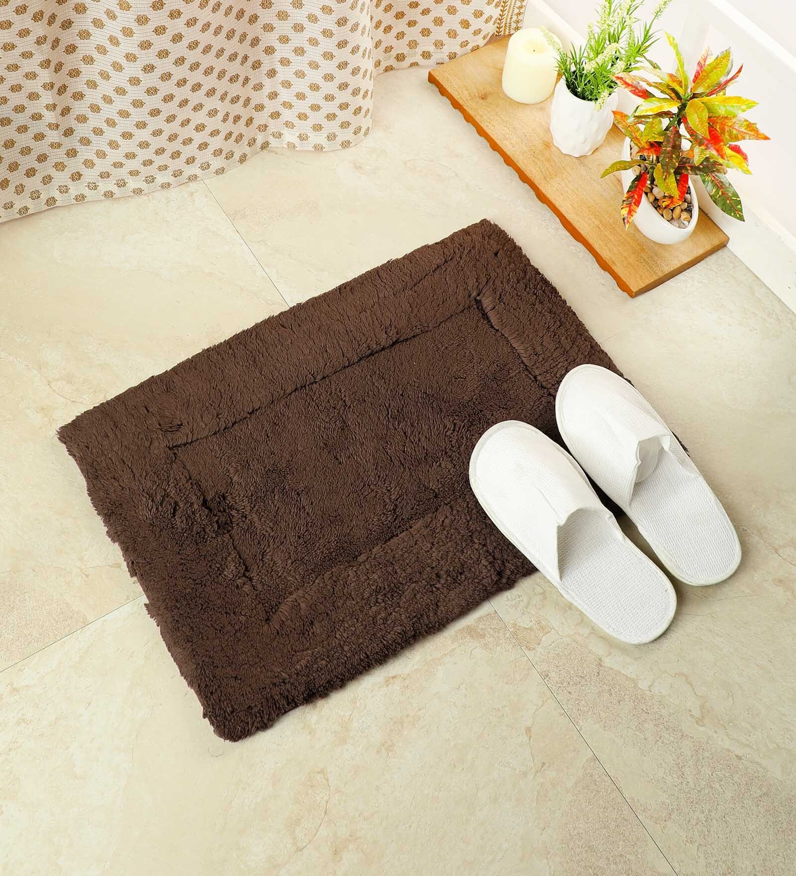 Buy Brown Cotton Max Absorbant Bath Mat by Spaces | Pepperfry