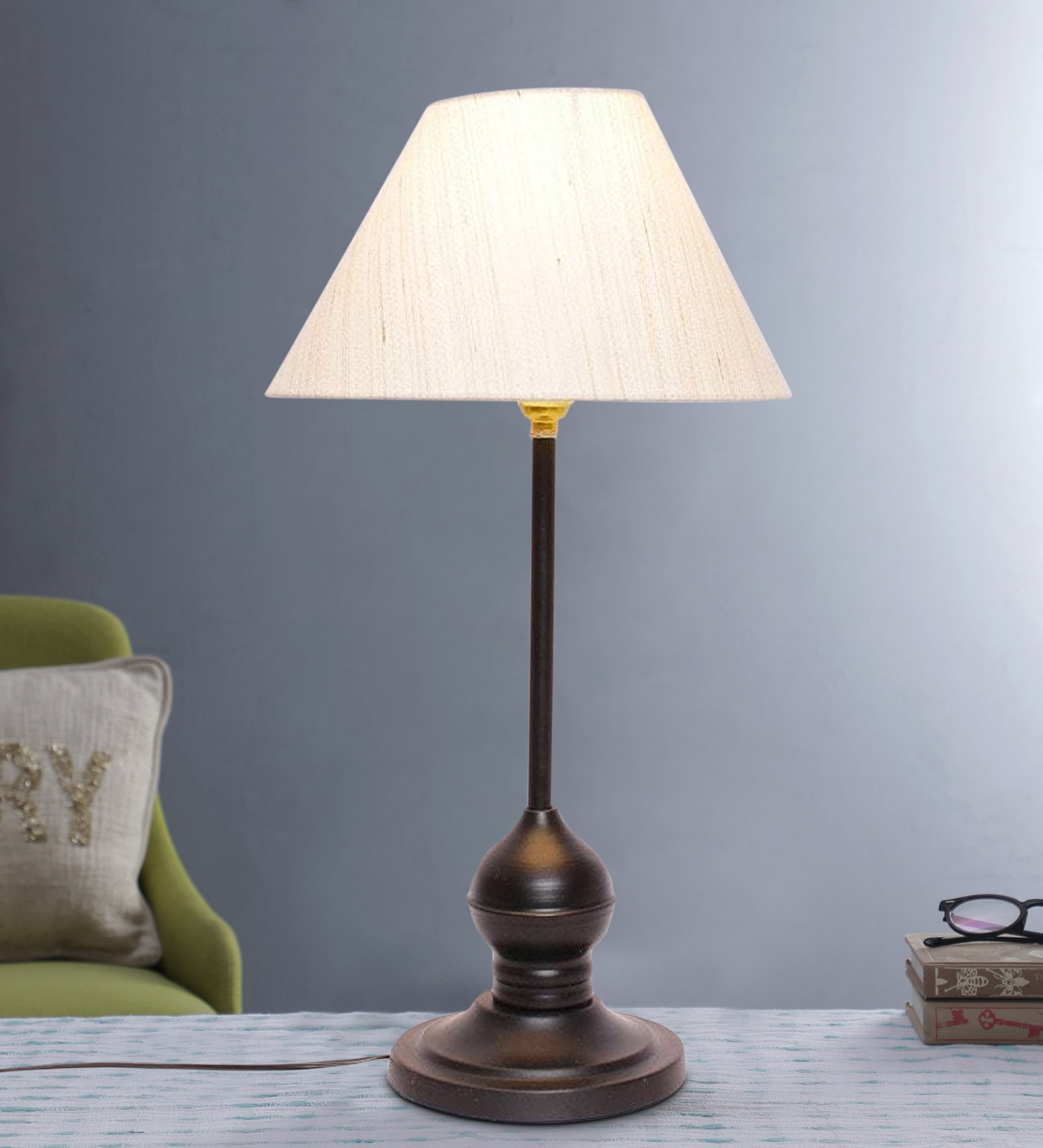 Buy Off White Cotton Table Lamp at 57% OFF by New Era | Pepperfry