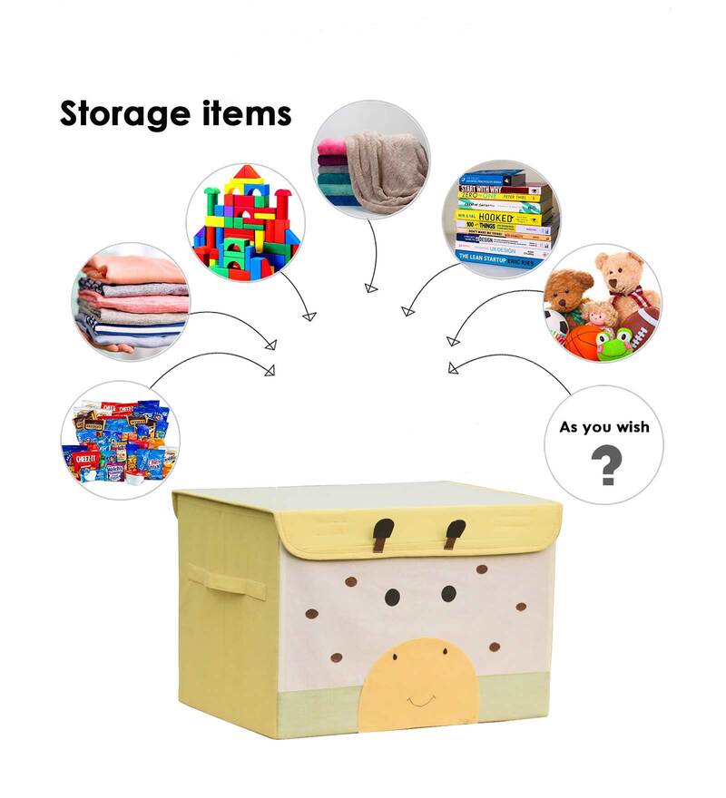 Buy Milky Fabric Kids Storage Box in White Colour Online - Kids Storage ...