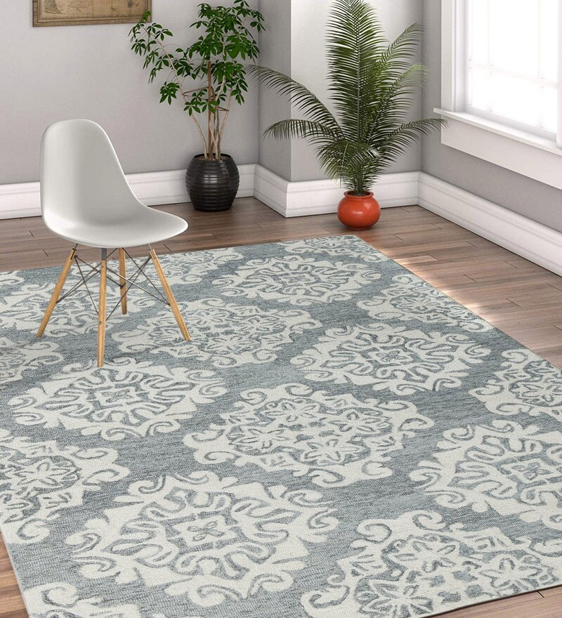 Buy Gray Wool Boston 5x8 Feet Hand-Tufted Carpet by Saraswati Global ...