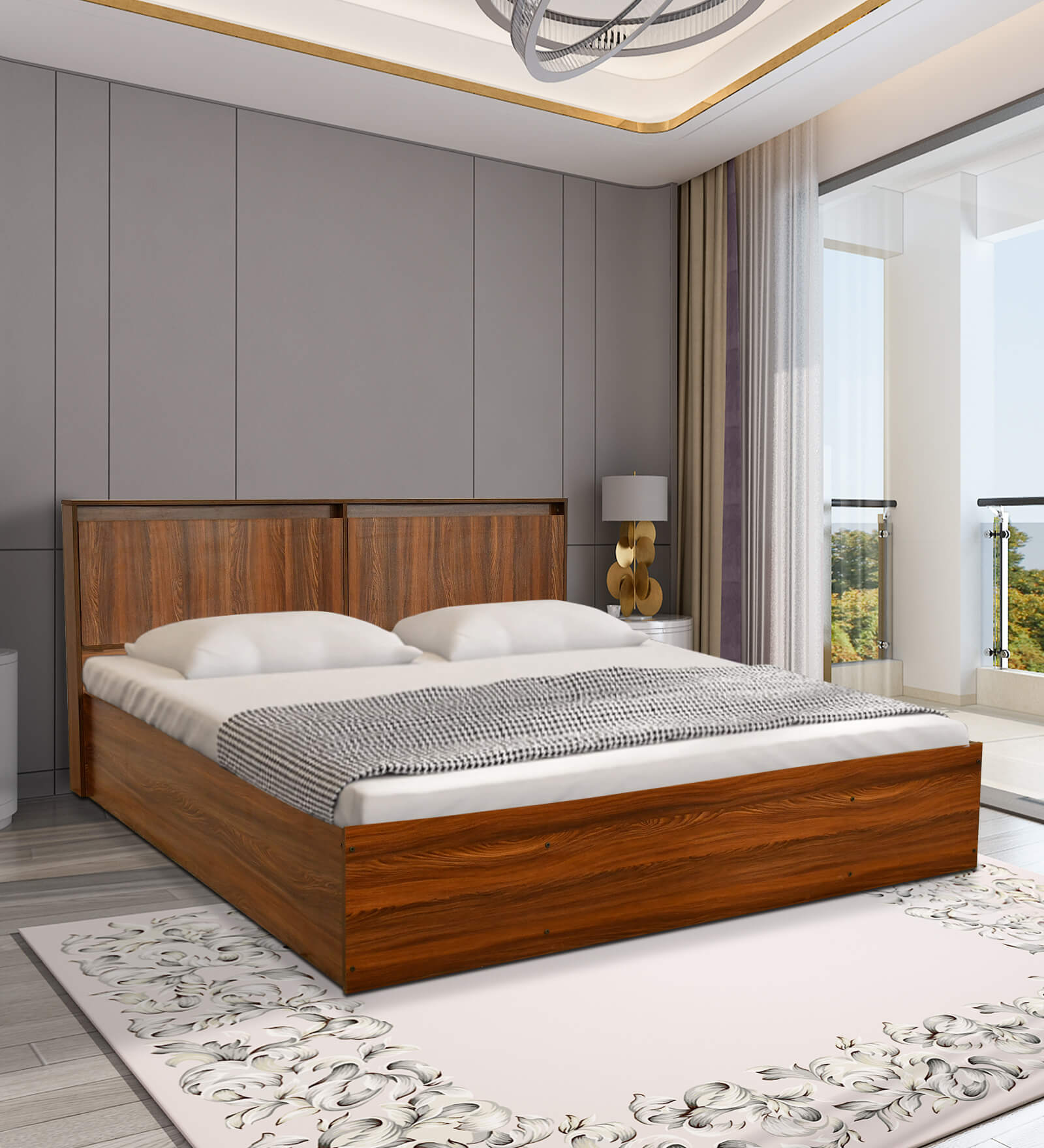 Buy Katana King Size Bed In Dark Rolex Finish With Hydraulic ...