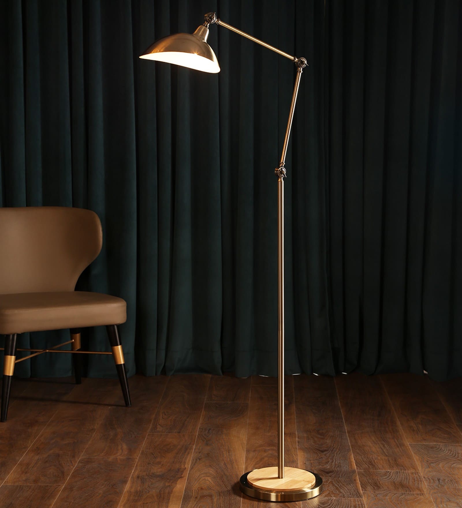 Buy Gold Shade Floor Lamp with Metal Base by Jainsons Emporio at 10% ...