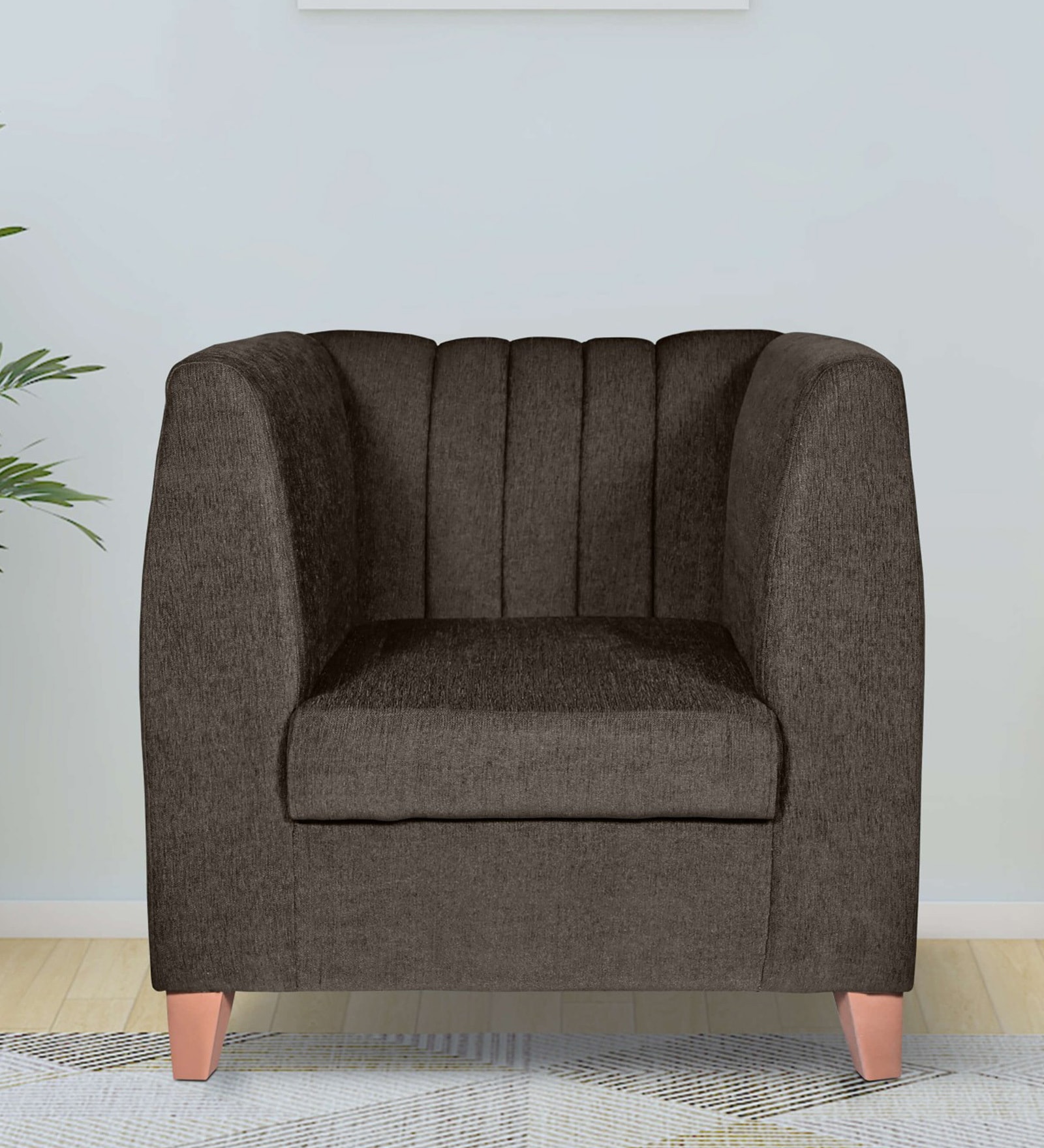 Buy Olibia Fabric 1 Seater Sofa In Charcoal Grey Colour at 34% OFF by ...