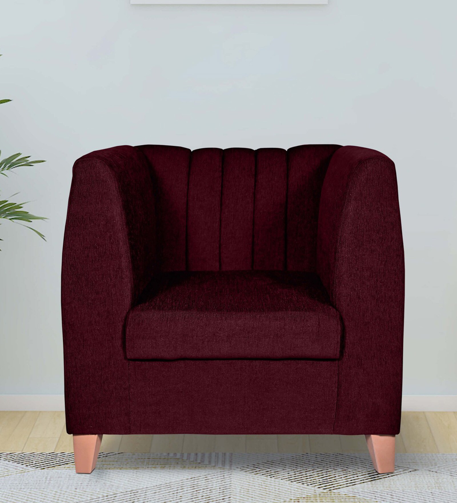 Buy Olibia Fabric 1 Seater Sofa In Crimson Maroon Colour at 34% OFF by Indianoak | Pepperfry