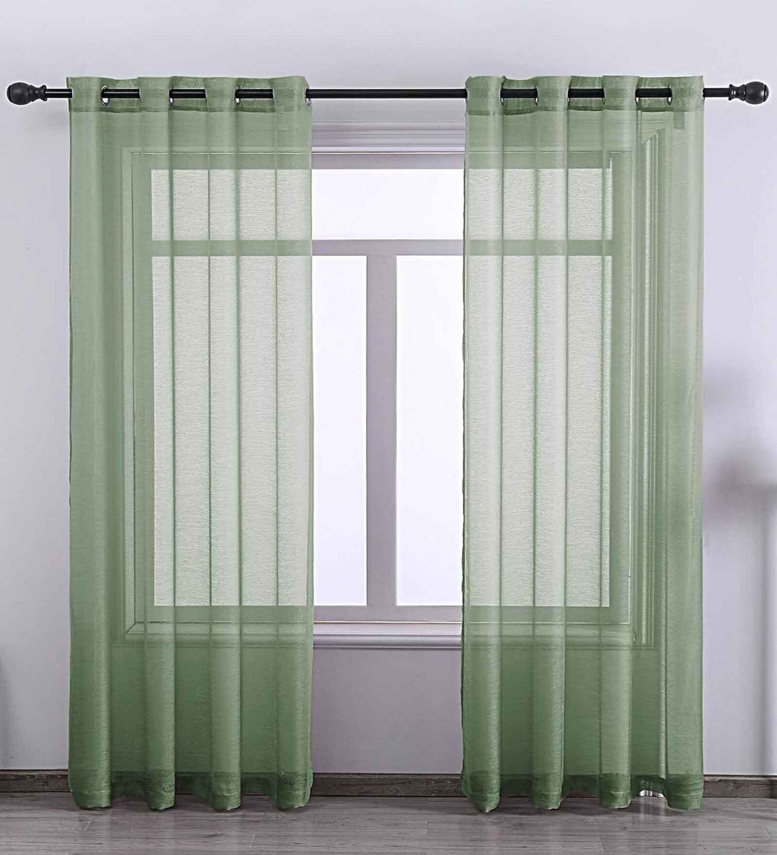 Buy Olive Linen Solid 4ft Sheer Eyelet (1Pc) Window Curtain at 83% OFF ...