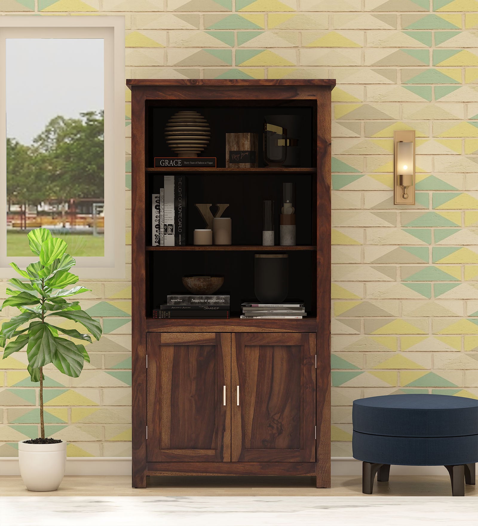 Buy Olivia Solid Wood Book Shelf in Provincial Teak Finish at 1% OFF by ...