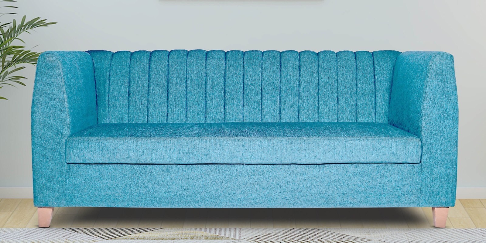 Buy Olibia Fabric 3 Seater Sofa In Peacock Blue Colour at 52% OFF by ...