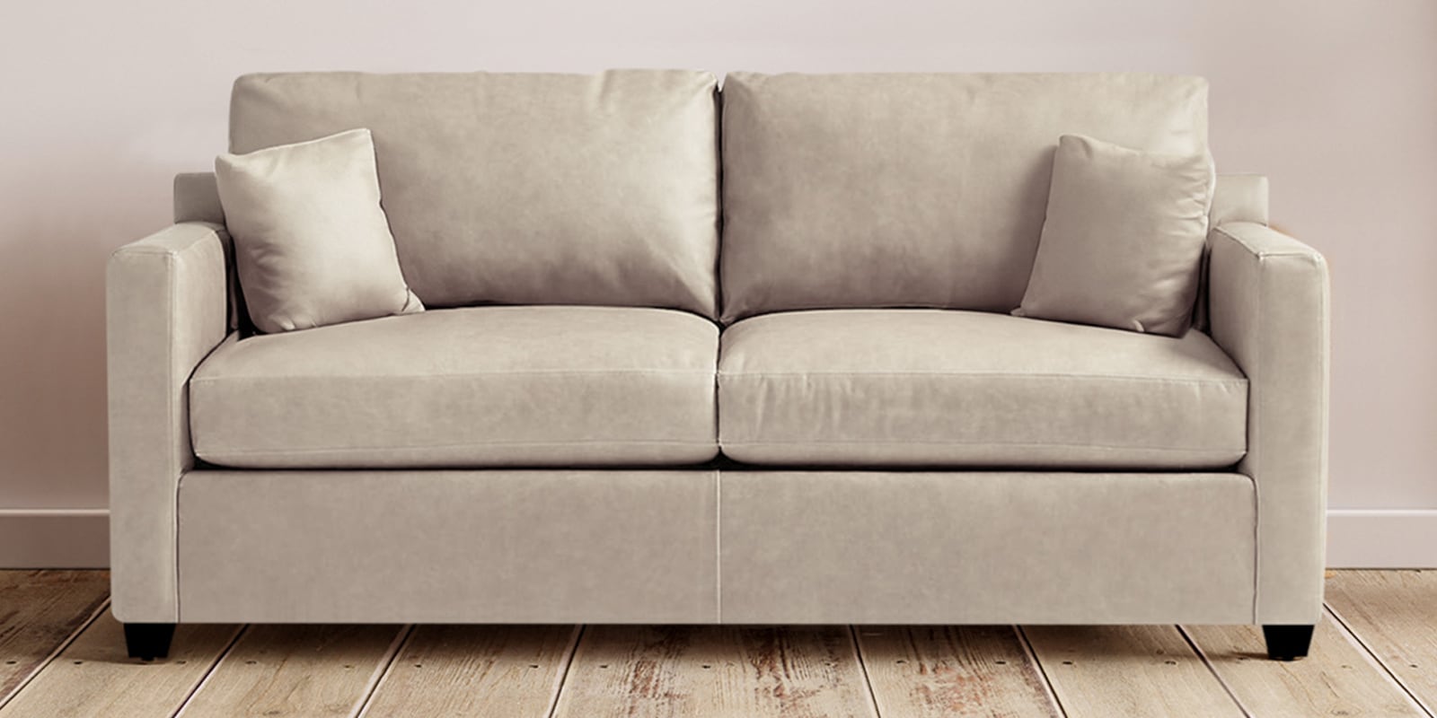 Buy Olive Leatherette 2 Seater Sofa In Ivory Tusk Colour at 30% OFF by ...