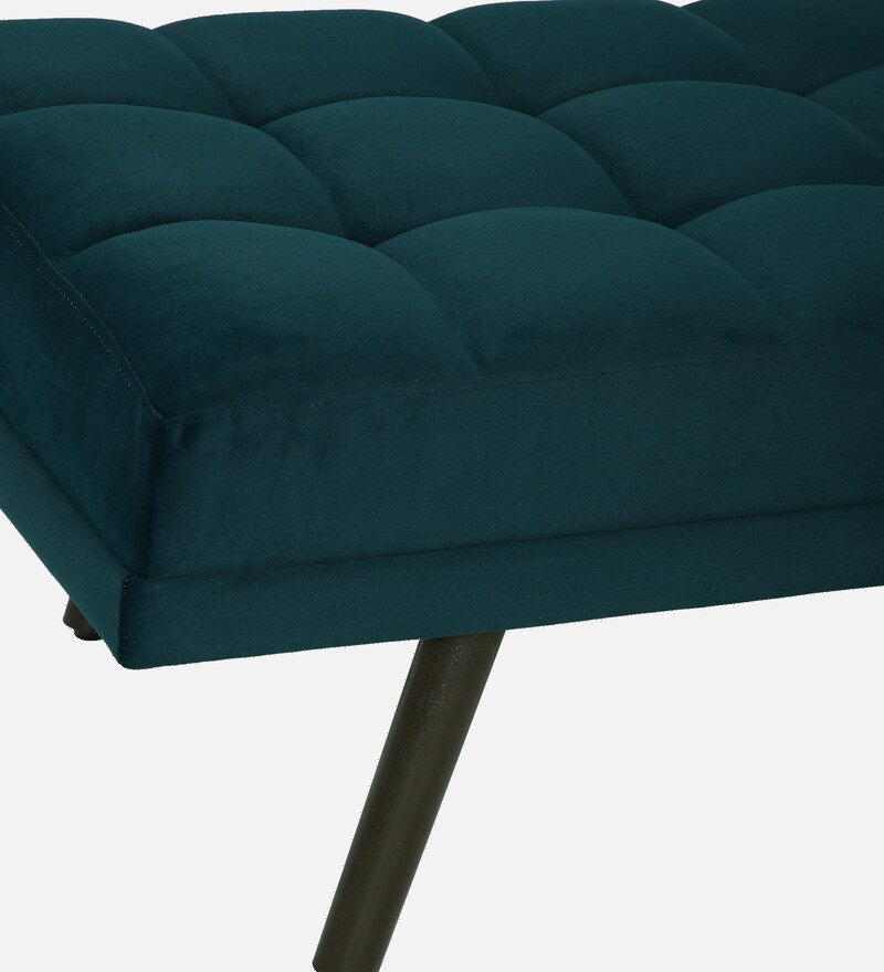 Buy Olympia Velvet Bench in Teal Blue Colour by Vittoria Online ...