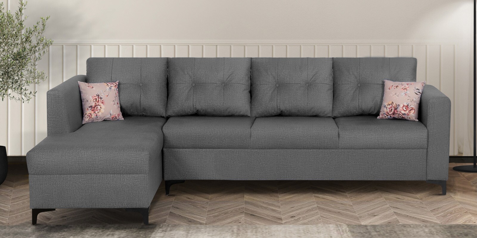 Buy Omega Fabric RHS Section Sofa In Slate Grey Colour at 30% OFF by ...