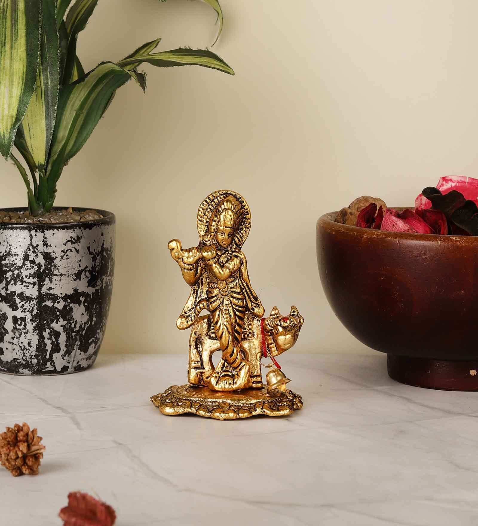Buy Lord Krishna Gold Aluminium Idol at 91% OFF by Purestory | Pepperfry
