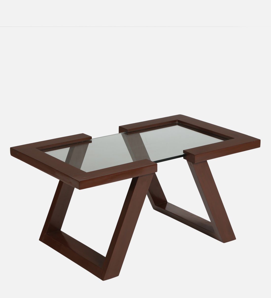 Buy Optic Glass Top Coffee Table in Natual Teak Wood Finish Online ...
