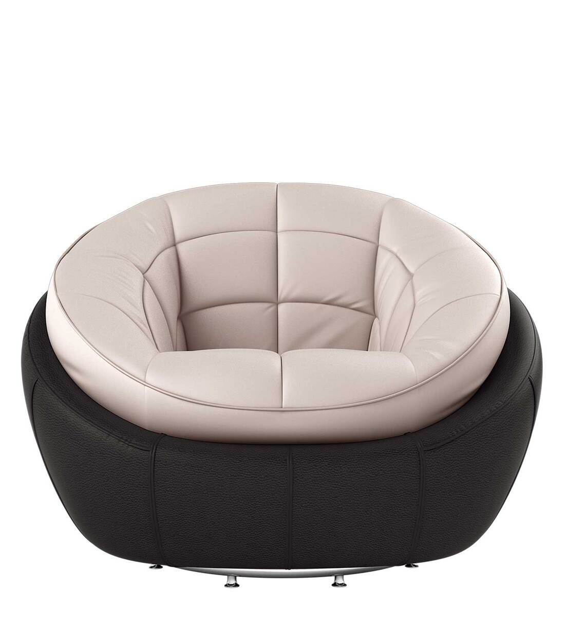 Buy Opulent Leatherette 1 Seater Sofa in Black & Beige Colour by Godrej ...