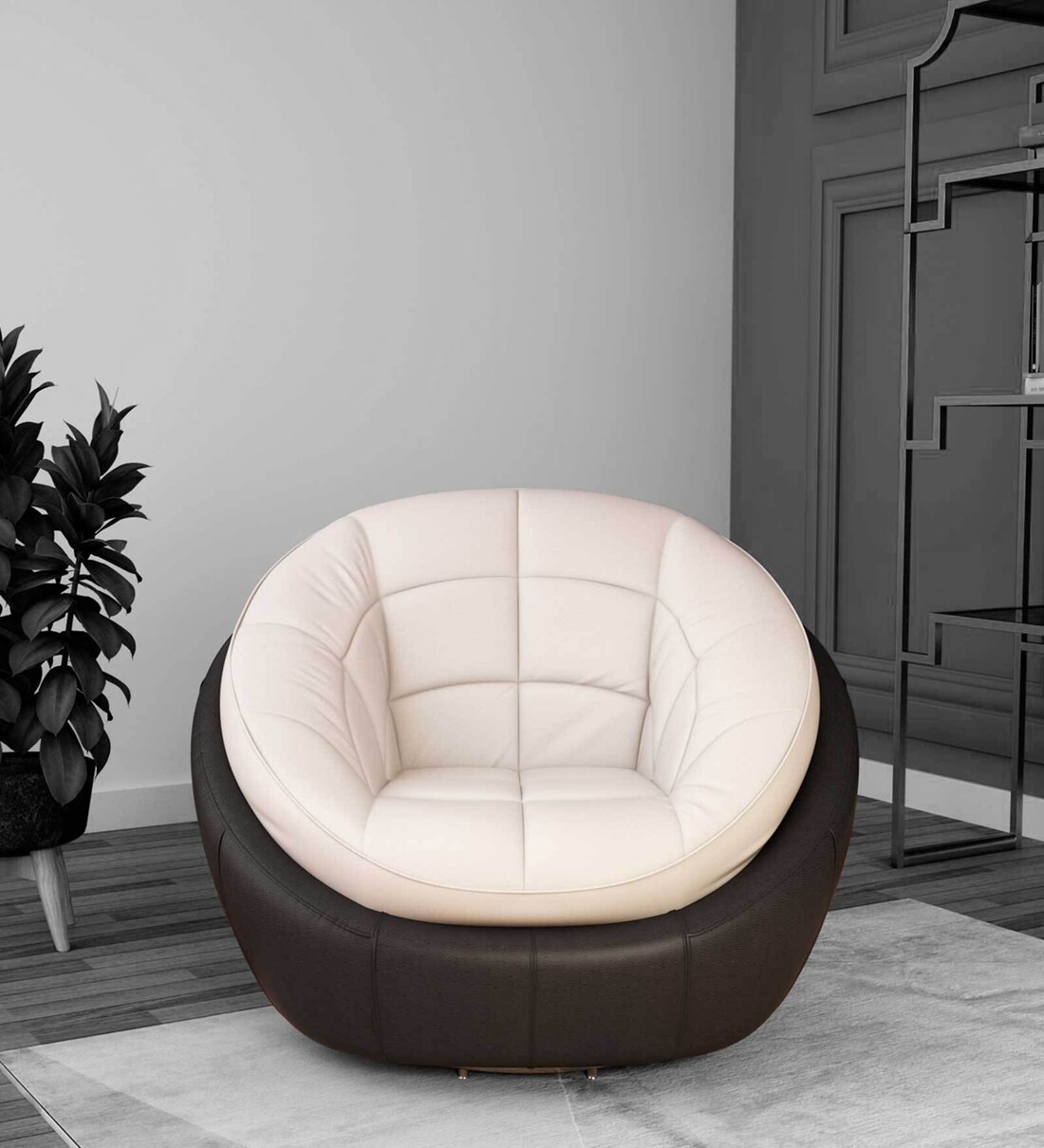 Buy Opulent Leatherette 1 Seater Sofa in Black & Beige Colour by Godrej ...