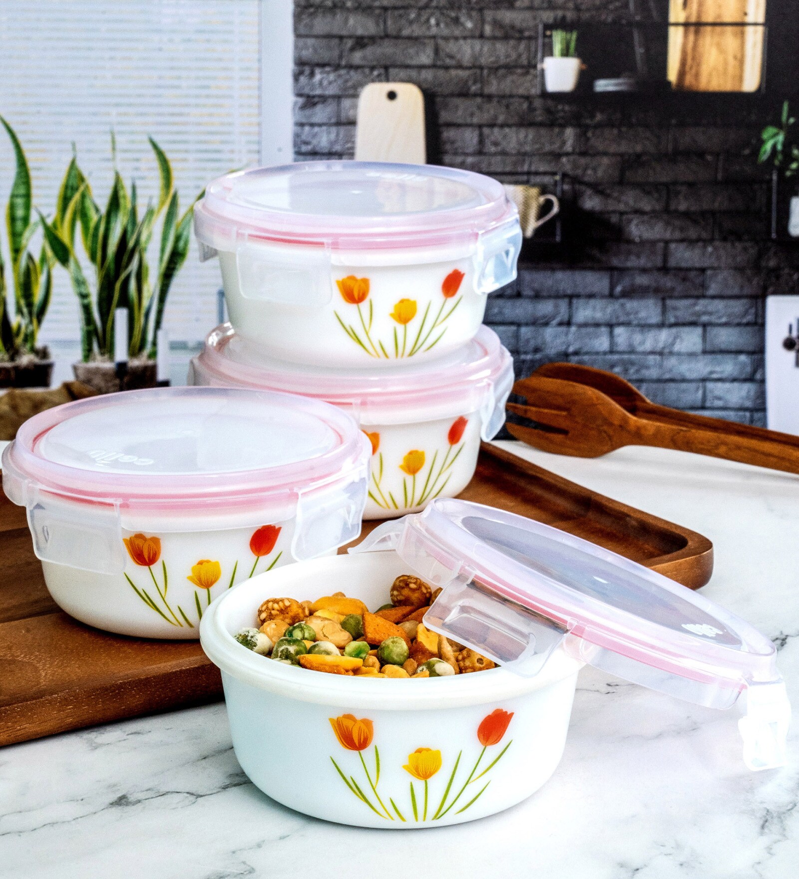 Buy Opal Glass 4pcs Storage Container Set with Lid at 2% OFF by Cello ...