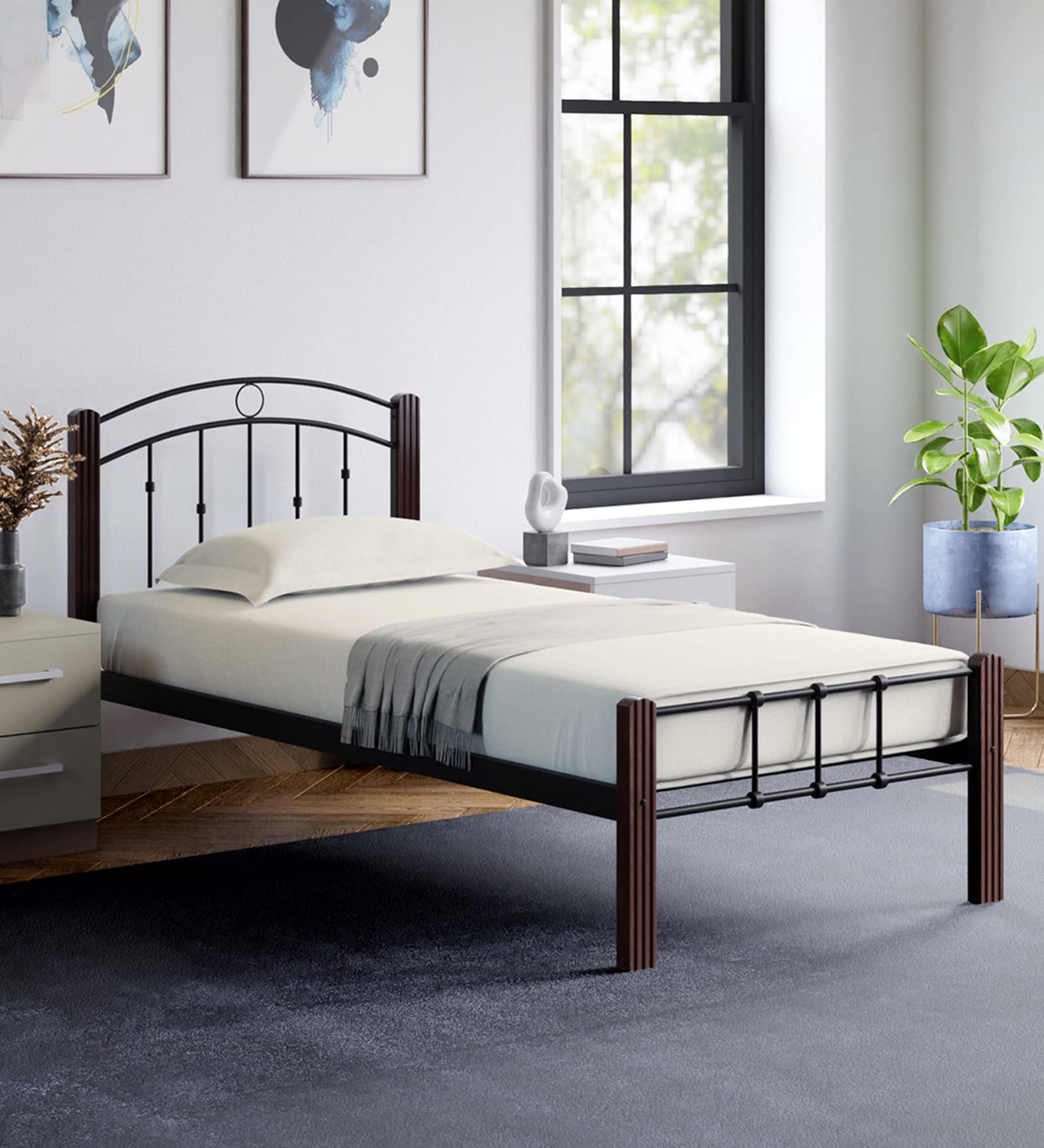 Buy Opal Pro Single Size Bed Black at 13% OFF by Interio By Godrej ...
