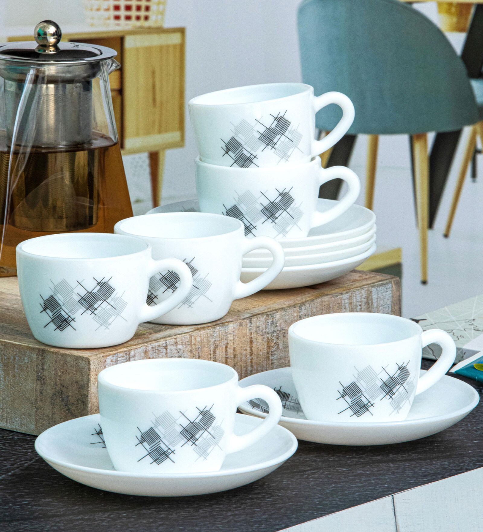 Buy Opalware Dazzle Queen Cup Saucer (set of 6pcs Cup & 6pcs Saucer) at ...