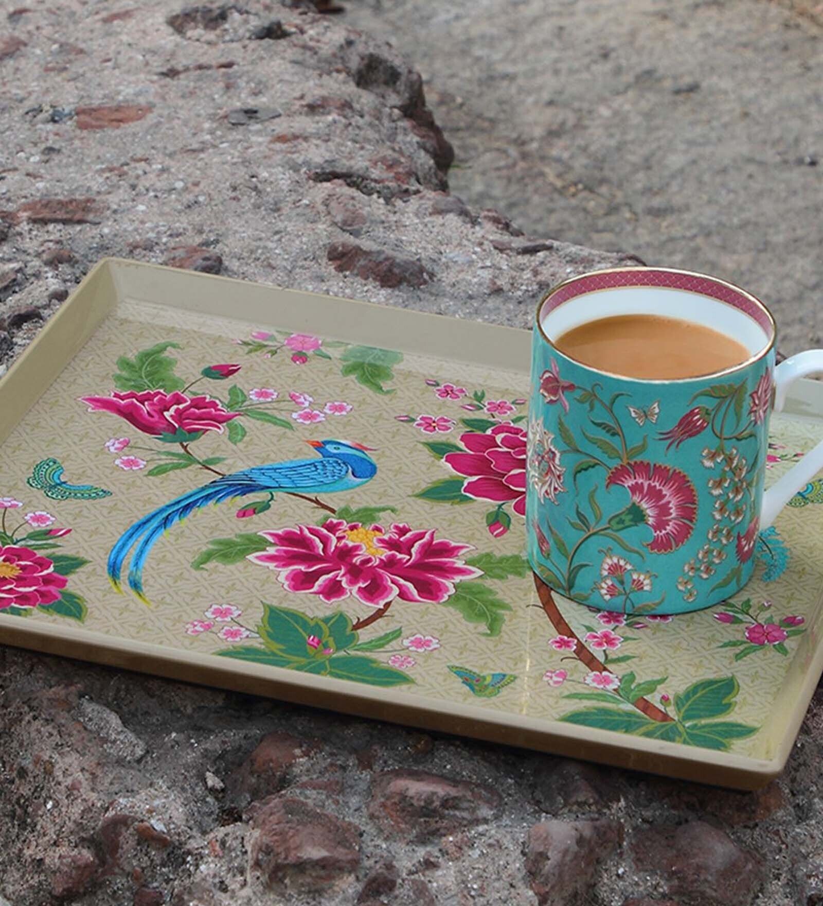 Buy Opium Cream (Medium) Enamelled Wood Serving Tray By Kainaat at 11% ...