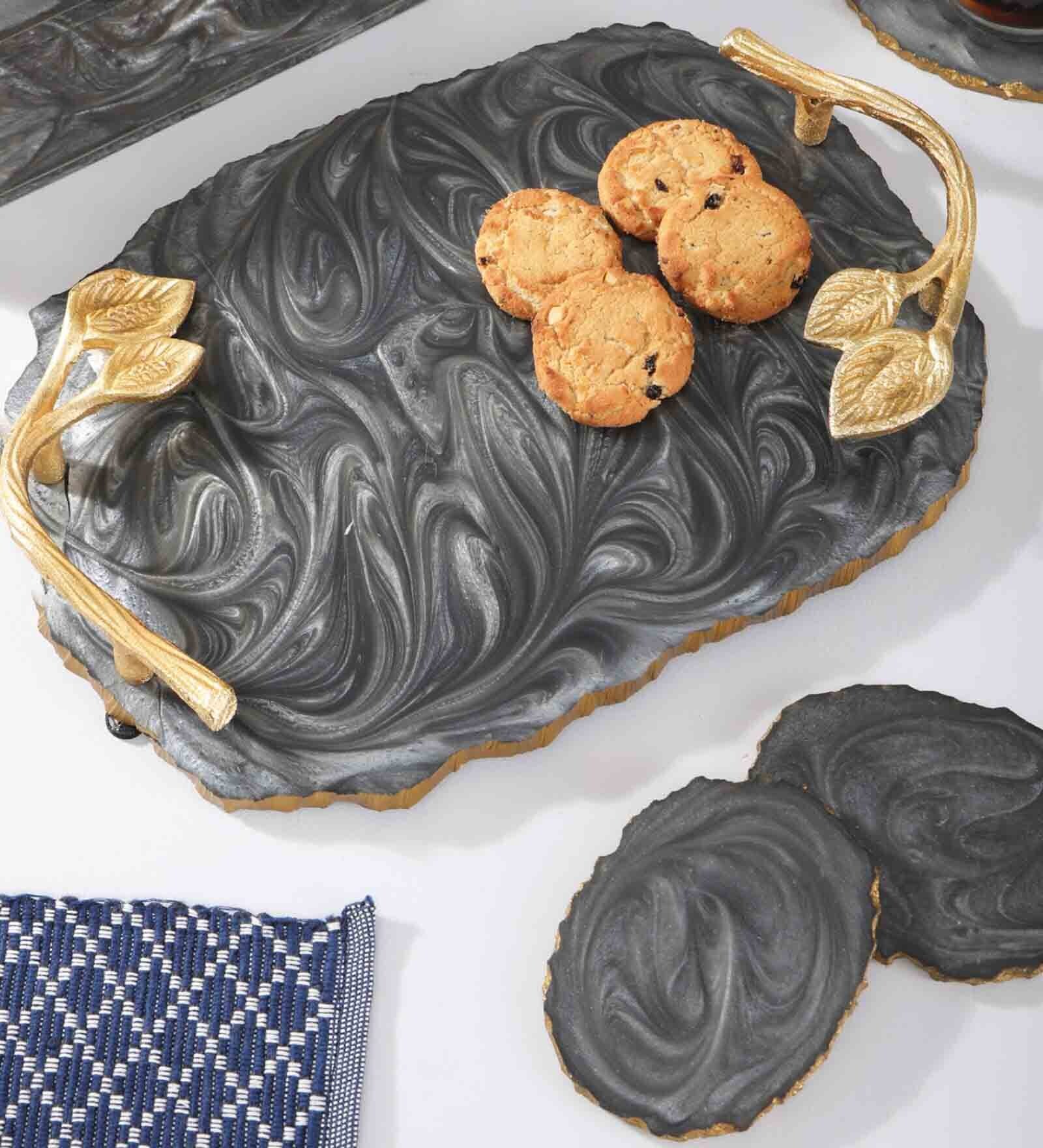 Buy Opoxy Grey & Gold Opoxy Rectangle Serving Trays at 53% OFF by The ...