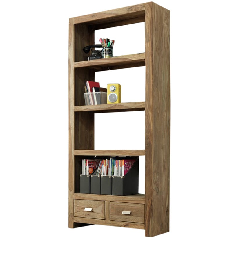 Buy Open and Closed Book Shelf in Natural Polish by Wood Dekor Online ...